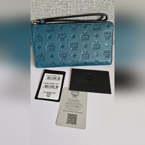 MCM | Bags | Rare Color Mcm Aren Zip Wallet Deep Teal | Poshmark